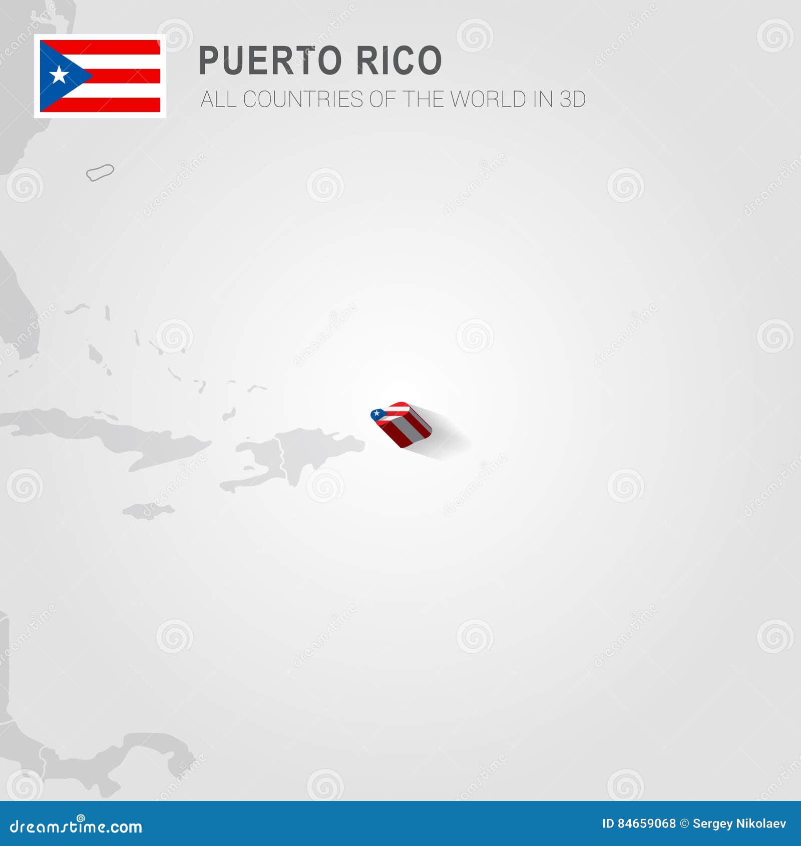 Puerto Rico Drawn on Gray Map. Stock Vector - Illustration of global ...