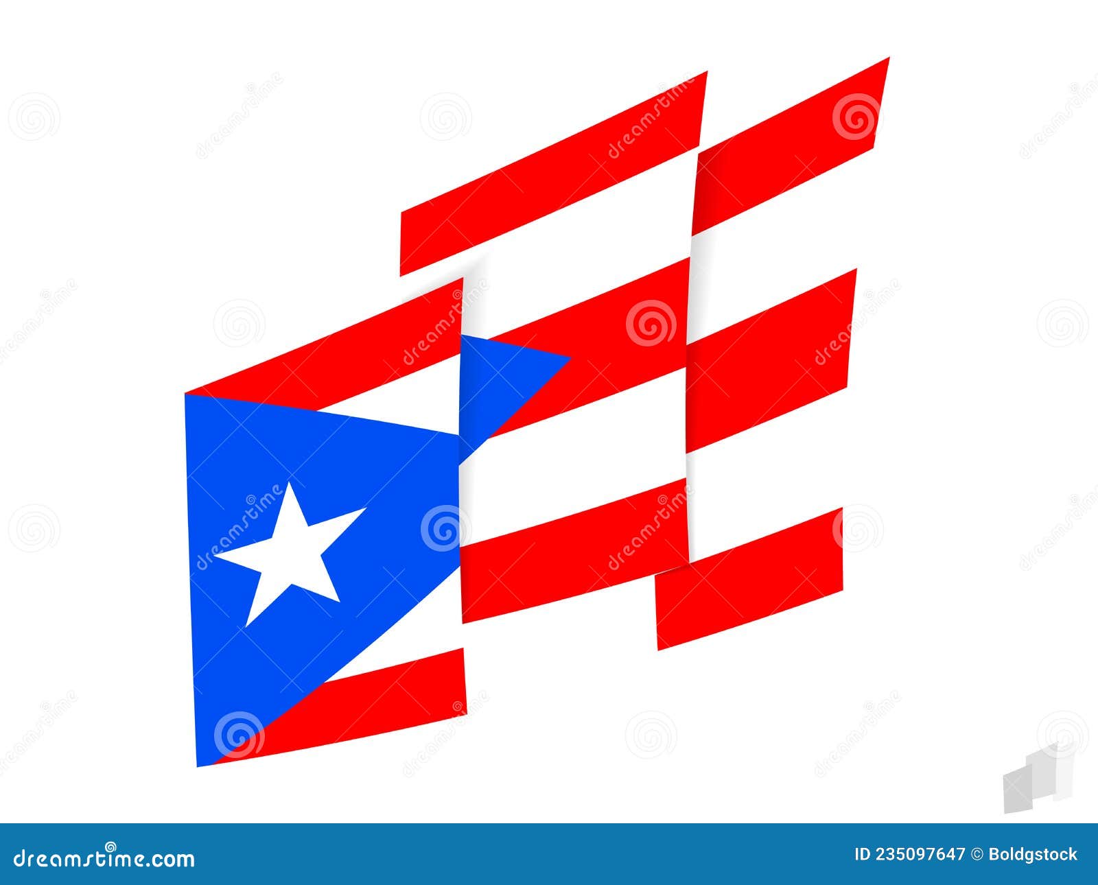 Puerto Rico Flag in an Abstract Ripped Design. Modern Design of the ...