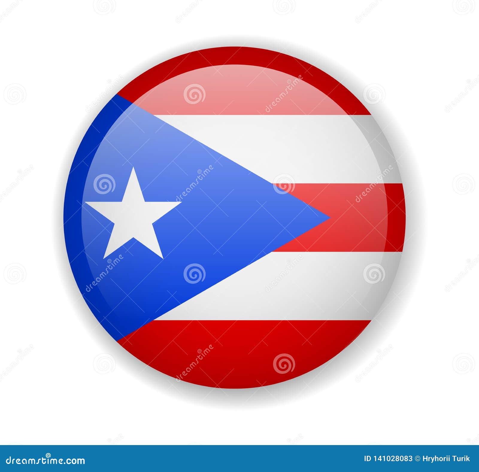 Puerto Rico Flag Round Bright Icon on a White Background Stock ...