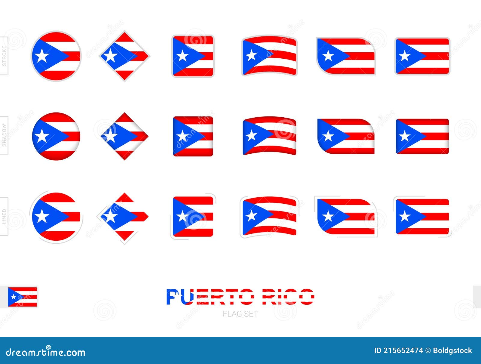 Puerto Rico Flag Set, Simple Flags of Puerto Rico with Three Different ...
