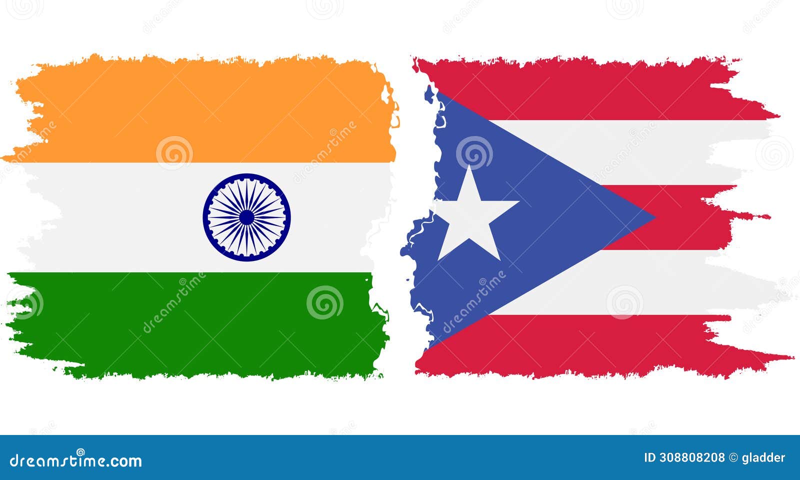 Puerto Rico and India Grunge Flags Connection Vector Stock Vector ...