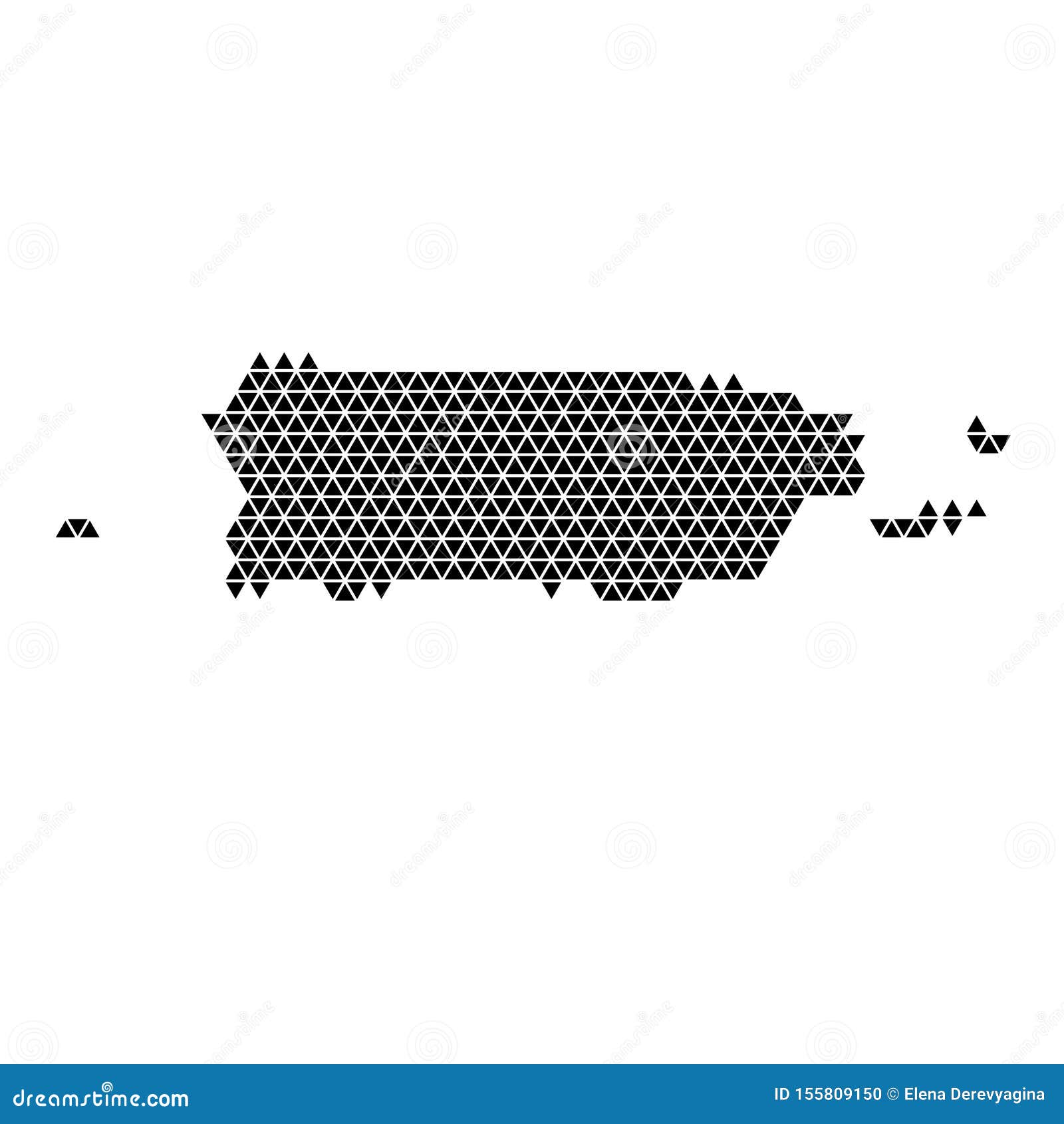 Puerto Rico Map Abstract Schematic from Black Triangles Repeating ...