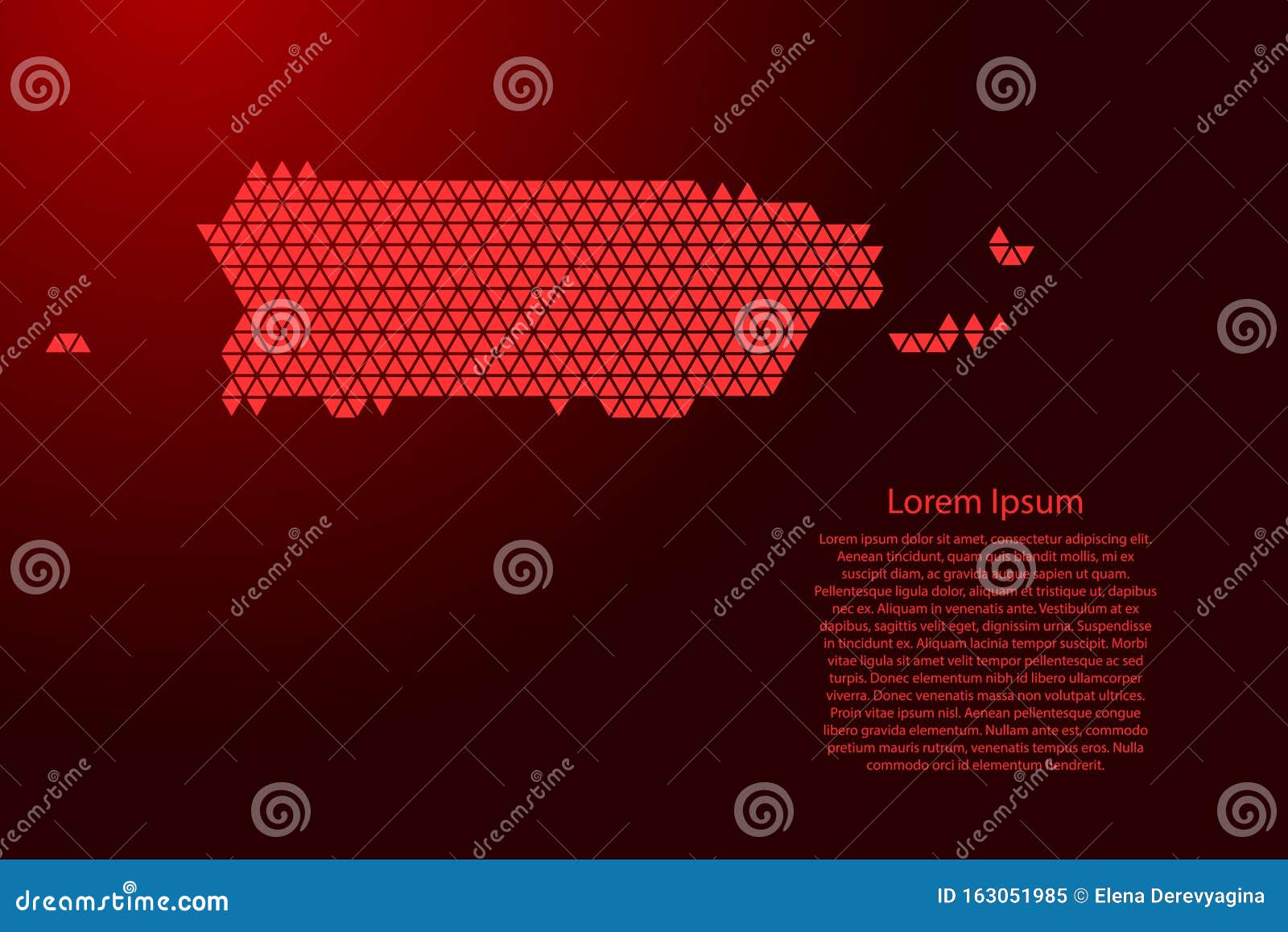 Puerto Rico Map Abstract Schematic from Red Triangles Repeating Pattern ...