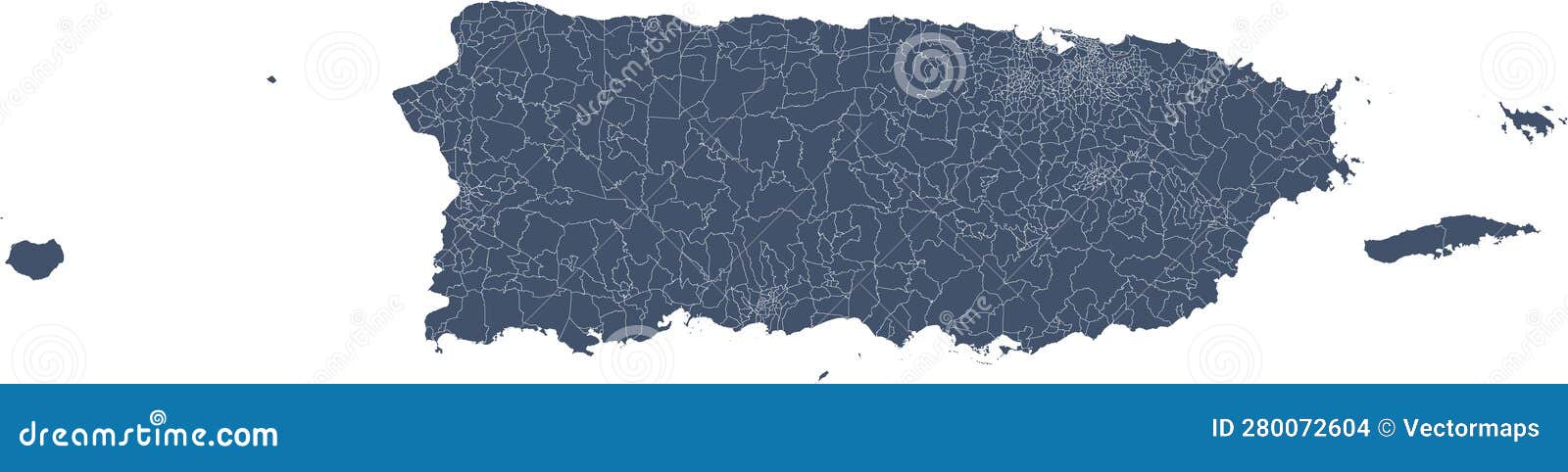US Puerto Rico Map With Census Tracts Boundaries Vector Illustration ...