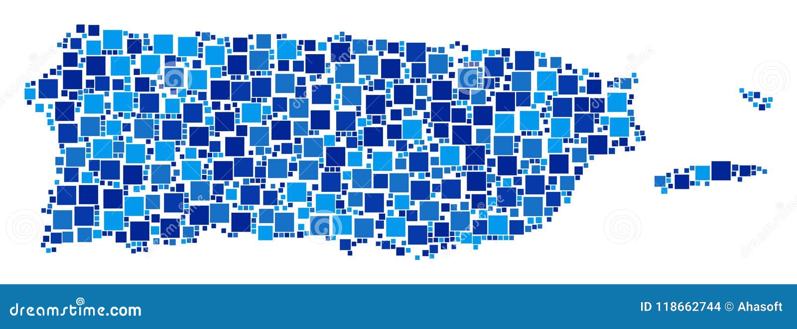 Puerto Rico Map Collage De Cuadrados Ilustración del Vector ...