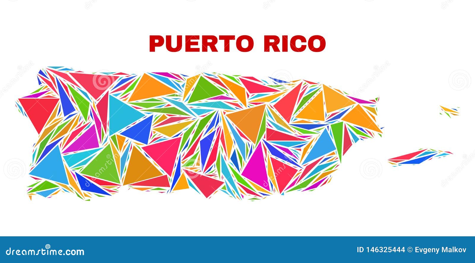 Puerto Rico Map - Mosaic of Color Triangles Stock Vector - Illustration ...