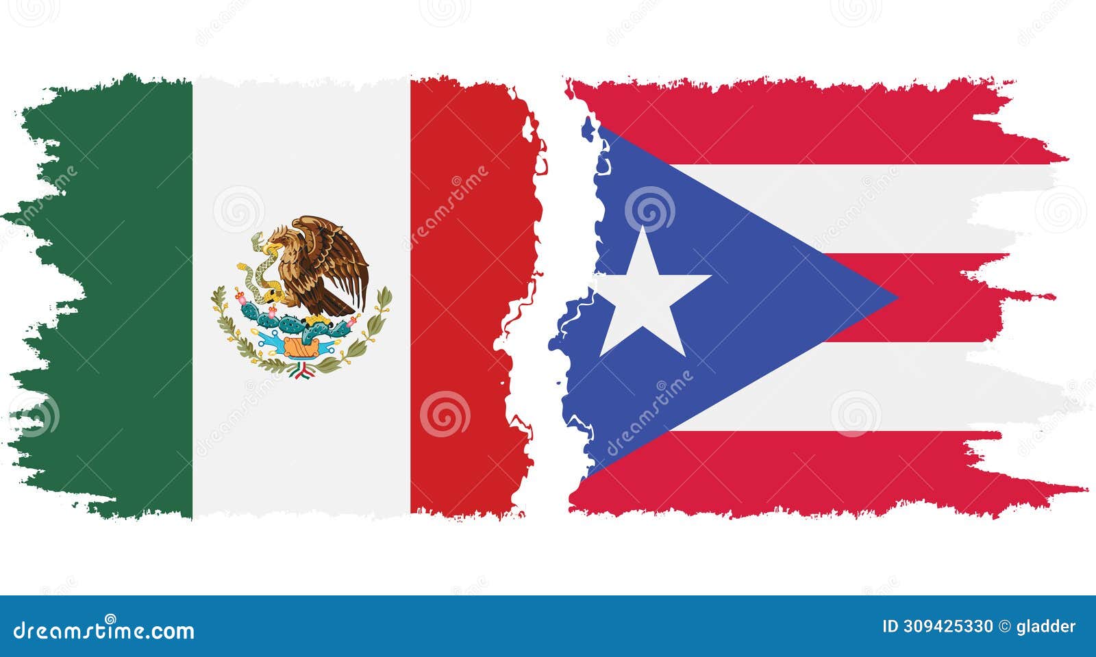 Puerto Rico and Mexico Grunge Flags Connection Vector Stock Vector ...