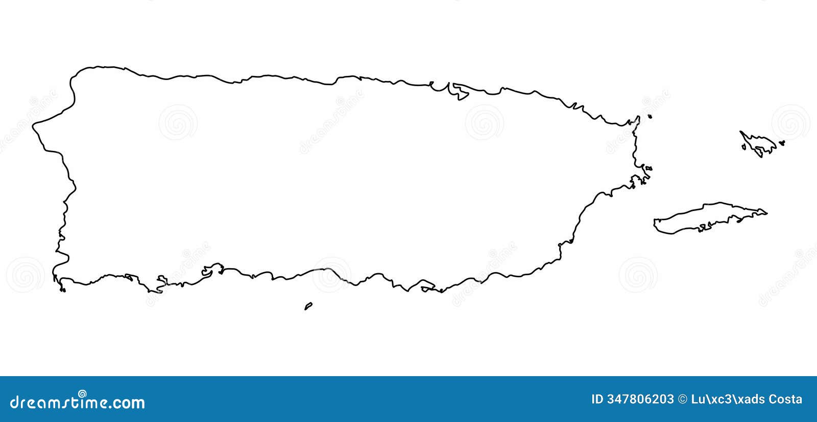 Puerto Rico Outline Map Cartoon Vector | CartoonDealer.com #347806203