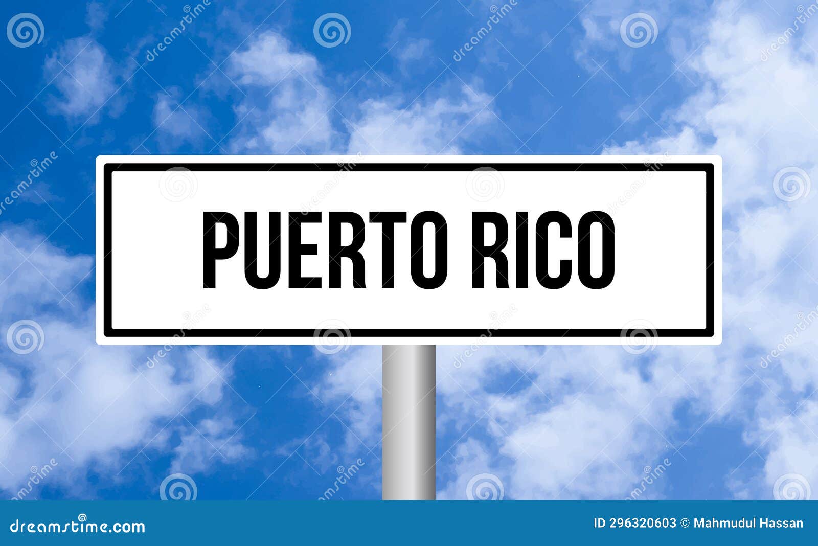 Puerto Rico Road Sign on Cloudy Sky Background Stock Image - Image of ...