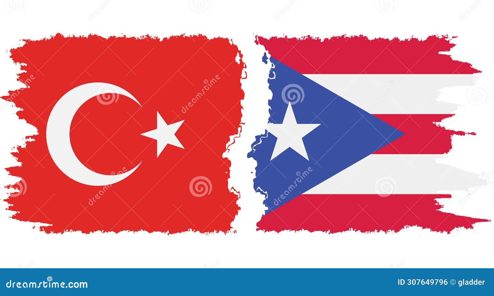 Puerto Rico and Turkey Grunge Flags Connection Vector Stock Vector ...