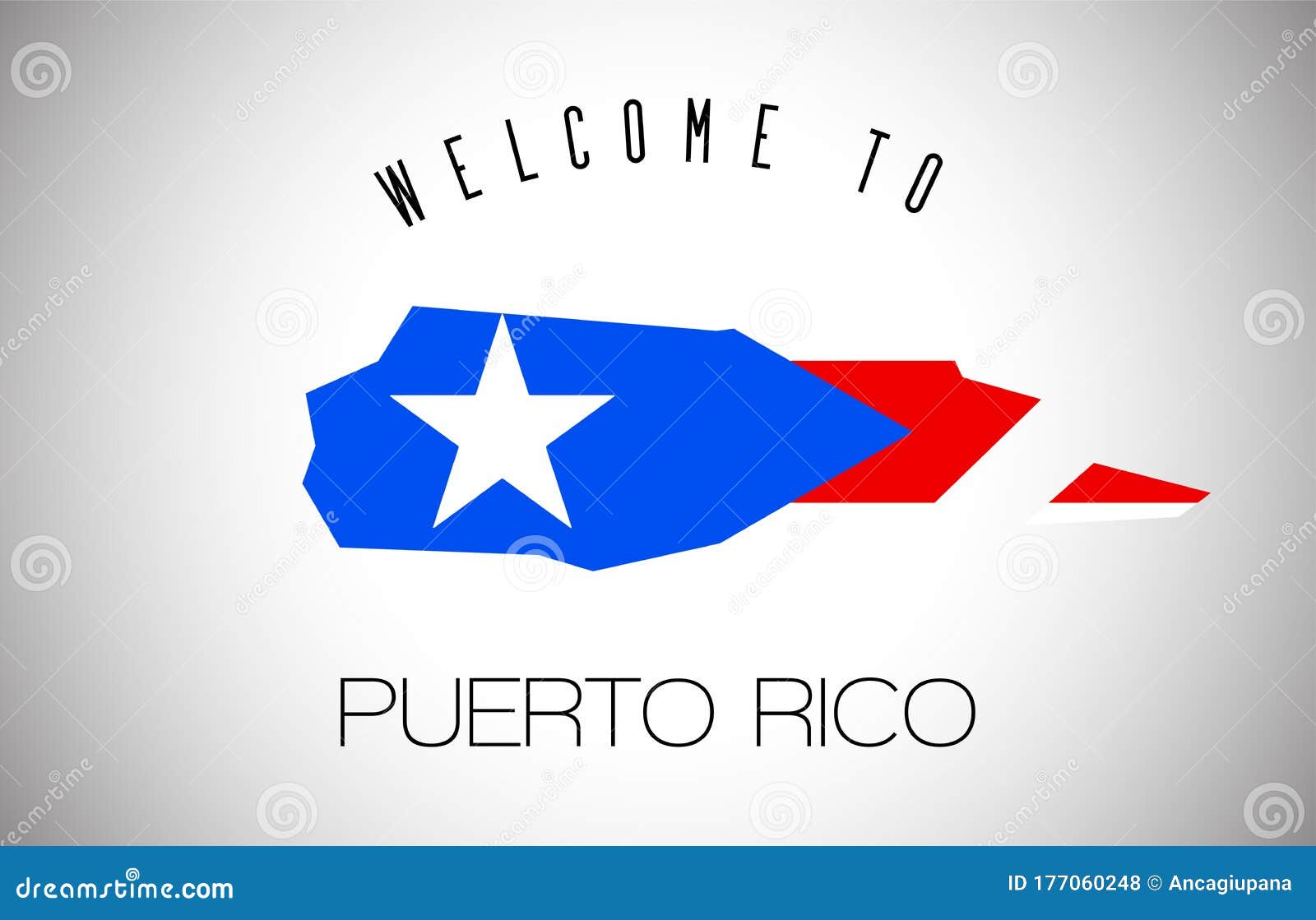 Puerto Rico Welcome To Text And Country Flag Inside Country Border Map
