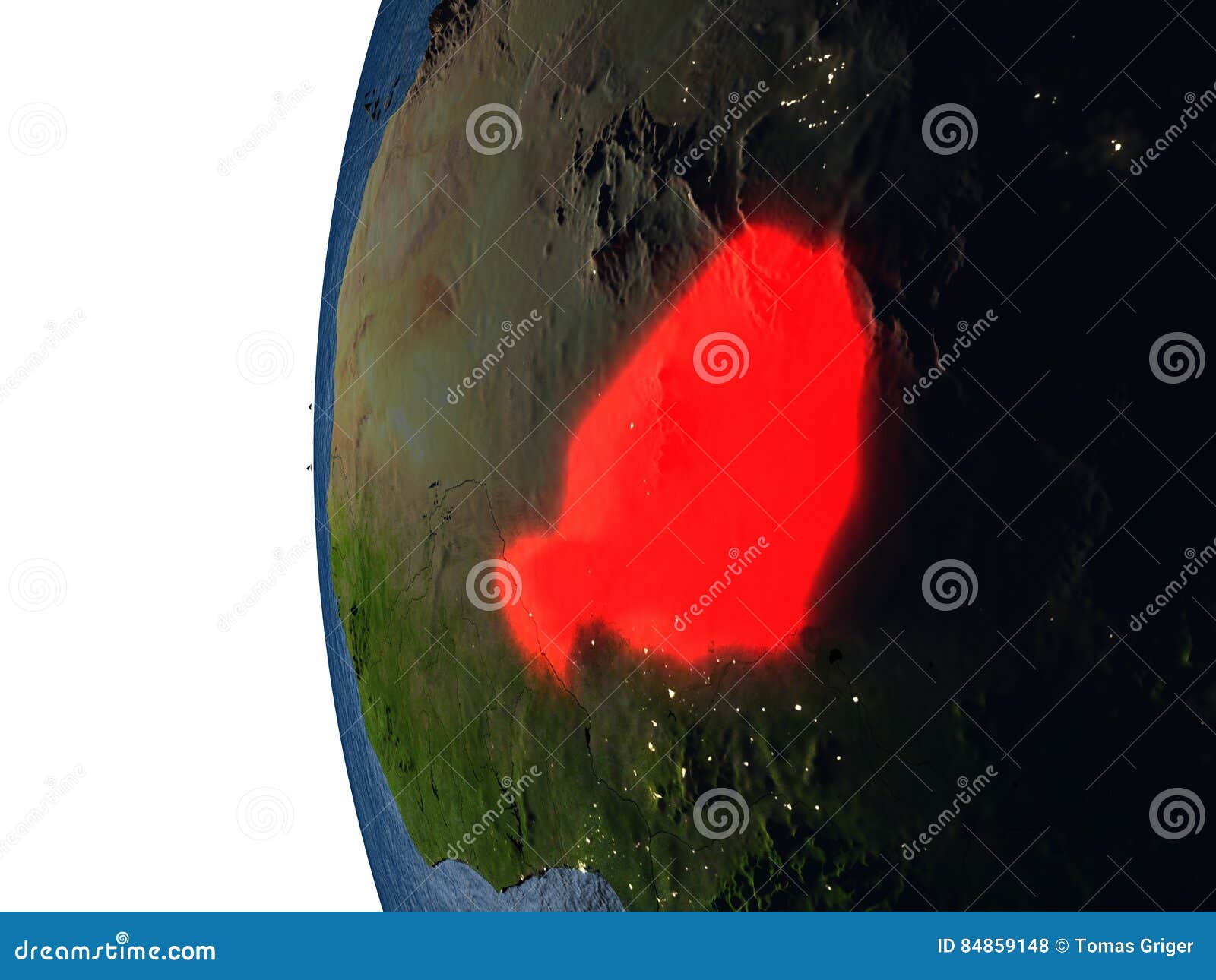 Puesta Del Sol Sobre Niger Del Espacio Stock de ilustración ...