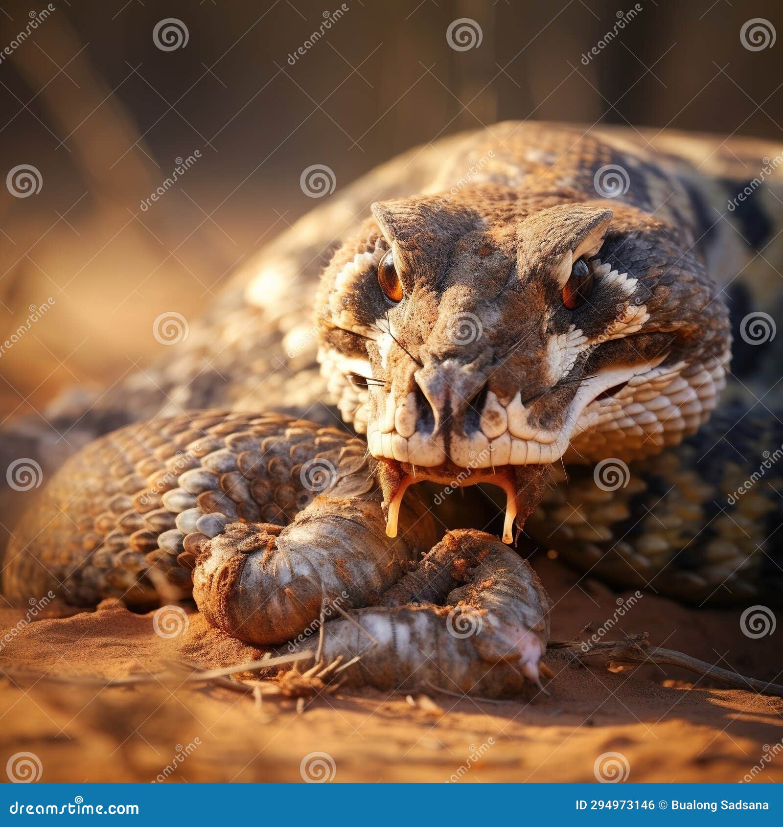 Puff Adder Feeding On A Mouse Made With Generative AI Illustration ...