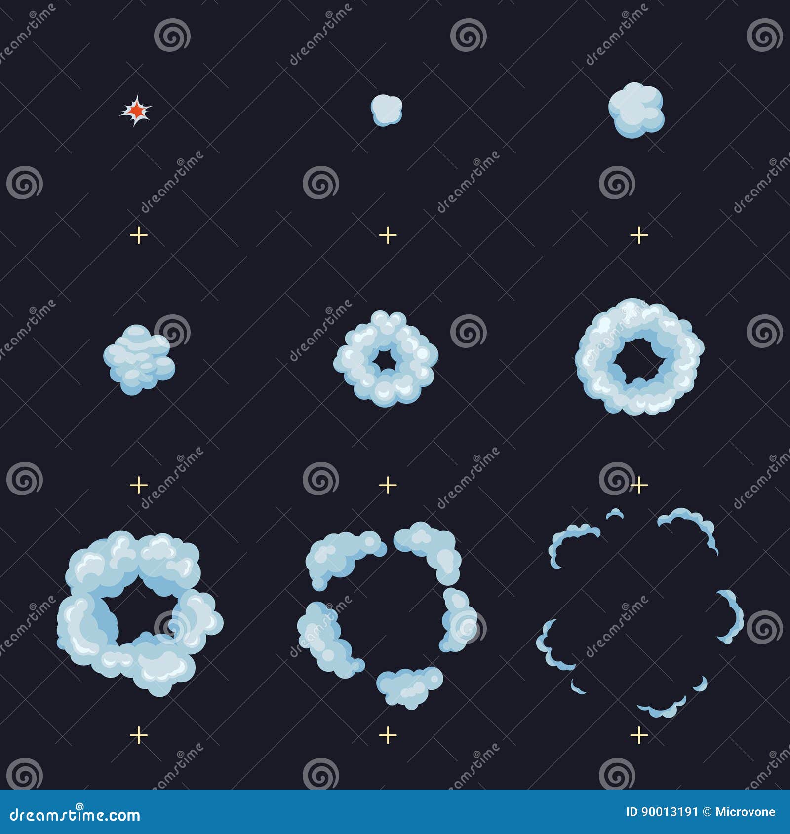 Puff, Boom, Burst, Explosion, Explode Animation Frames Vector Effect ...