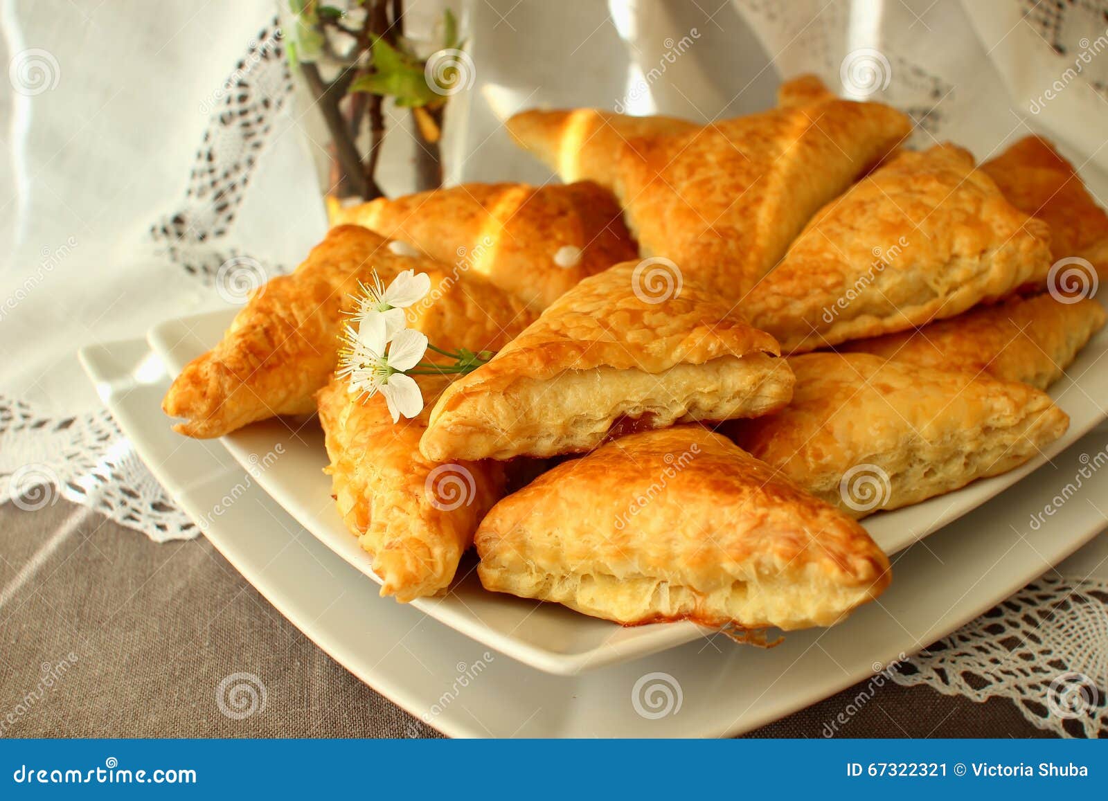 Puff bun on a plate. stock image. Image of cooking, plate - 67322321