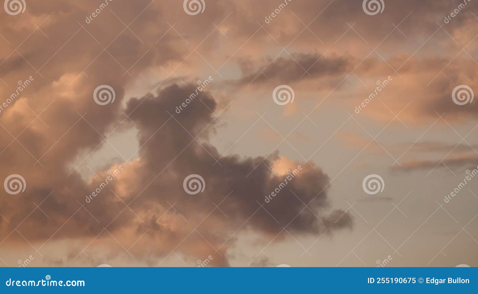 Puff Clouds in the Sky during Sunset. Zoom in. Cloudscape Background ...