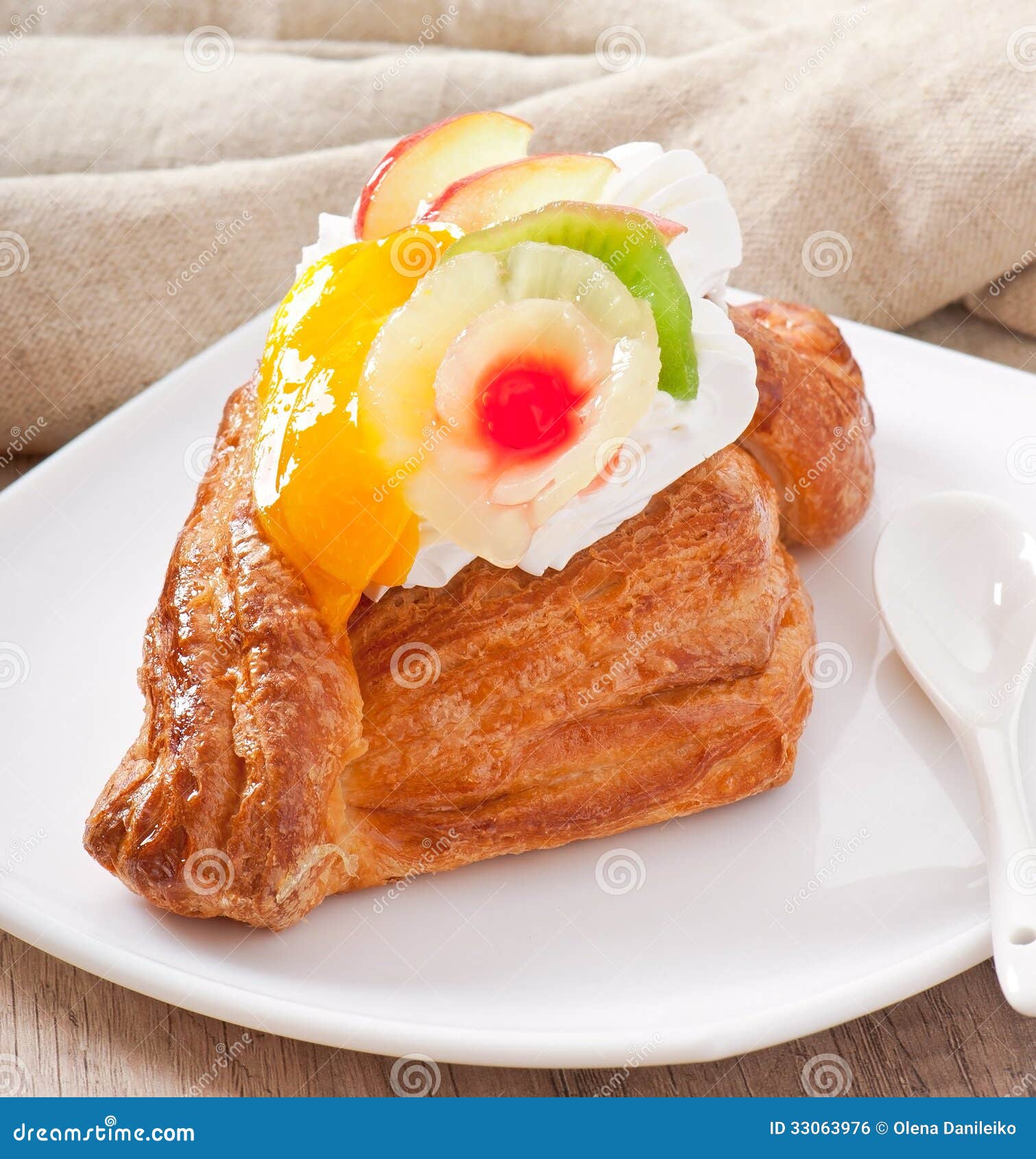 Puff with fruit stock photo. Image of dessert, kiwi, cherry - 33063976