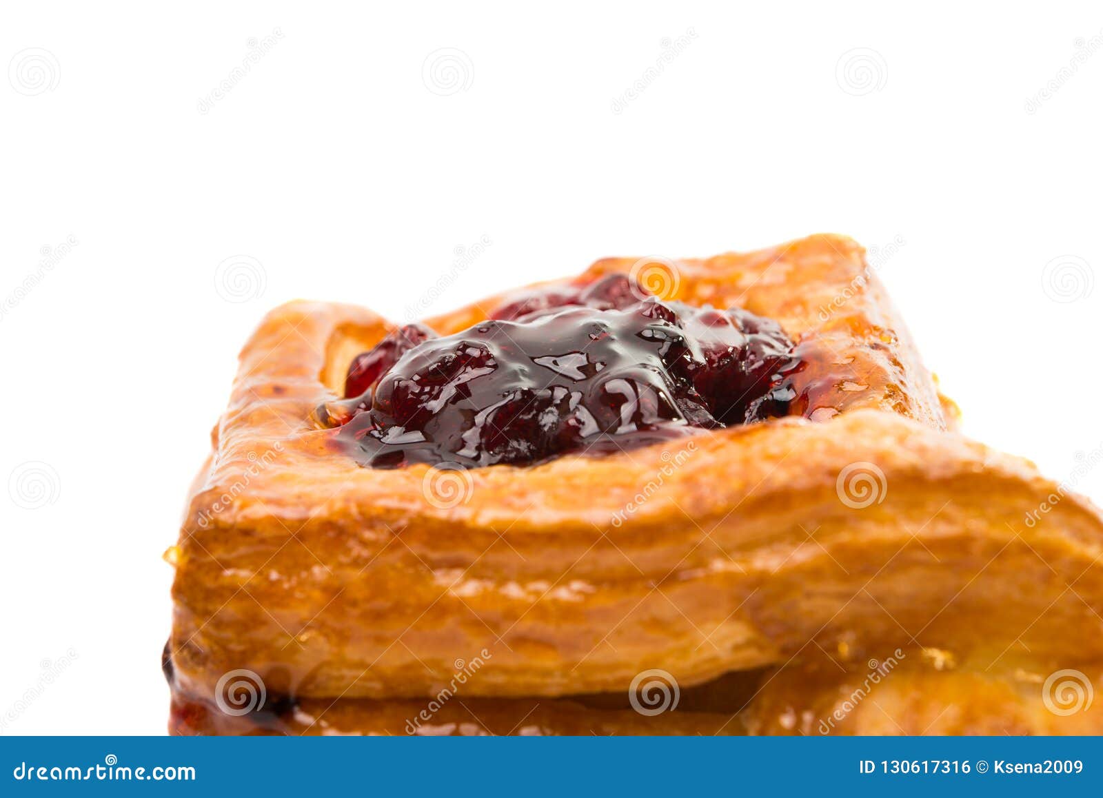 Puff with jam isolated stock photo. Image of dessert - 130617316