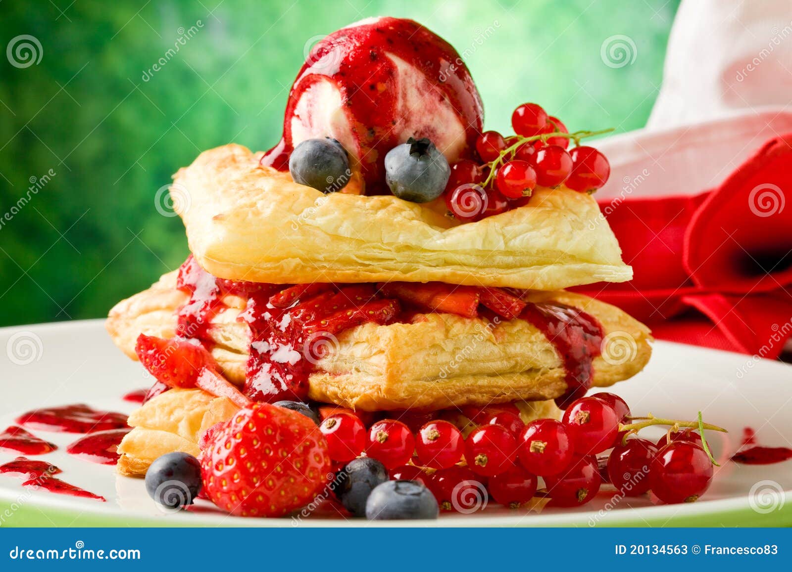 Puff Pastry with Berries and Ice Cream Stock Image - Image of food ...
