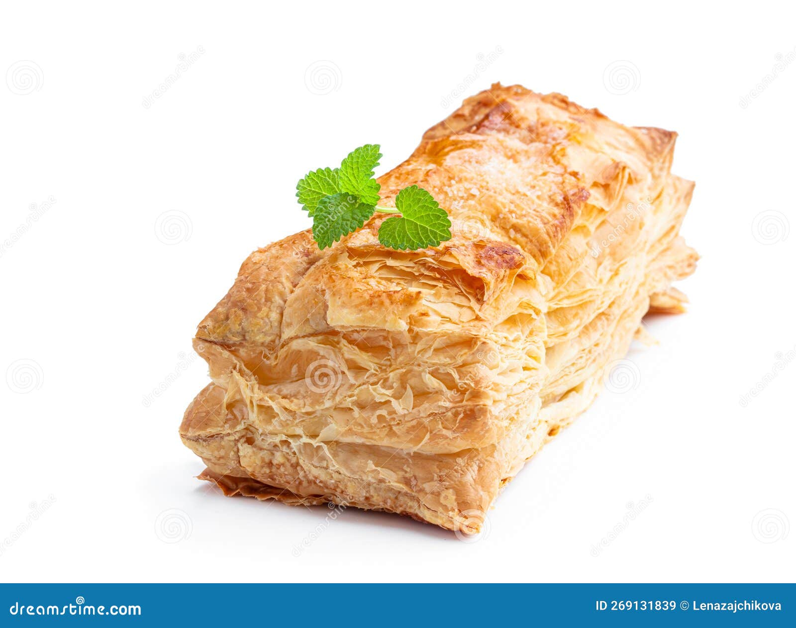 Puff Pastry Cake Slices Isolated on White Stock Image - Image of table ...
