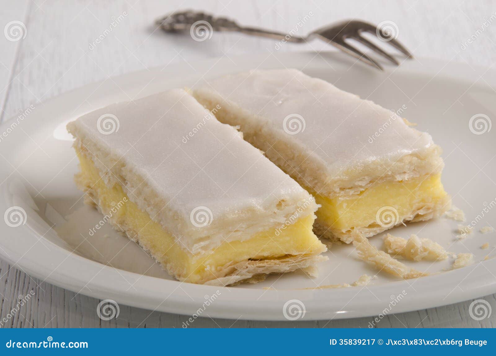 Puff Pastry Cake with Vanilla Filling Stock Image - Image of baked ...