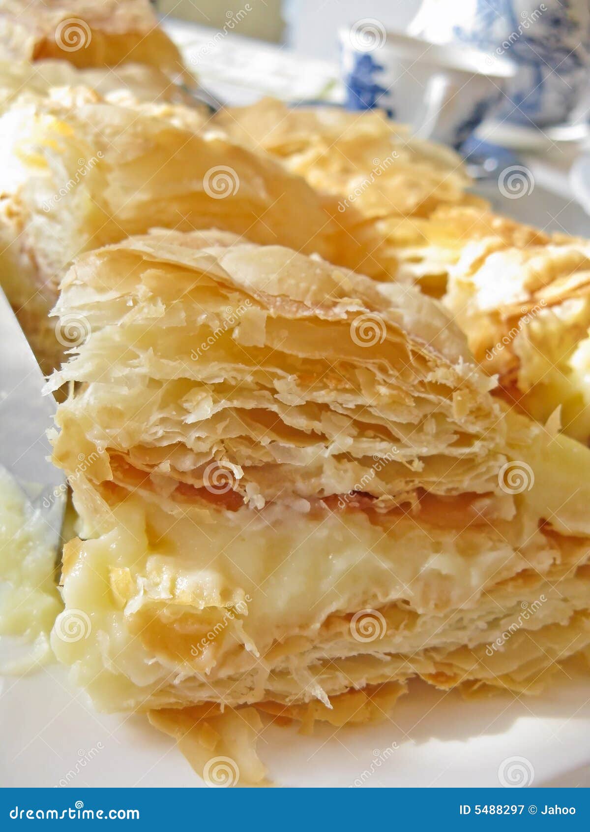 Puff pastry with cream stock image. Image of close, food - 5488297