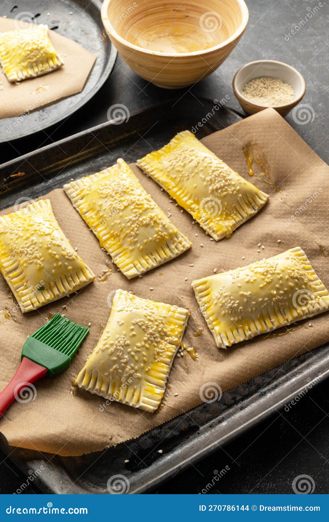 Puff Pastry Dough. Folded Raw Puff Pastry on a Table, Cooking Process ...