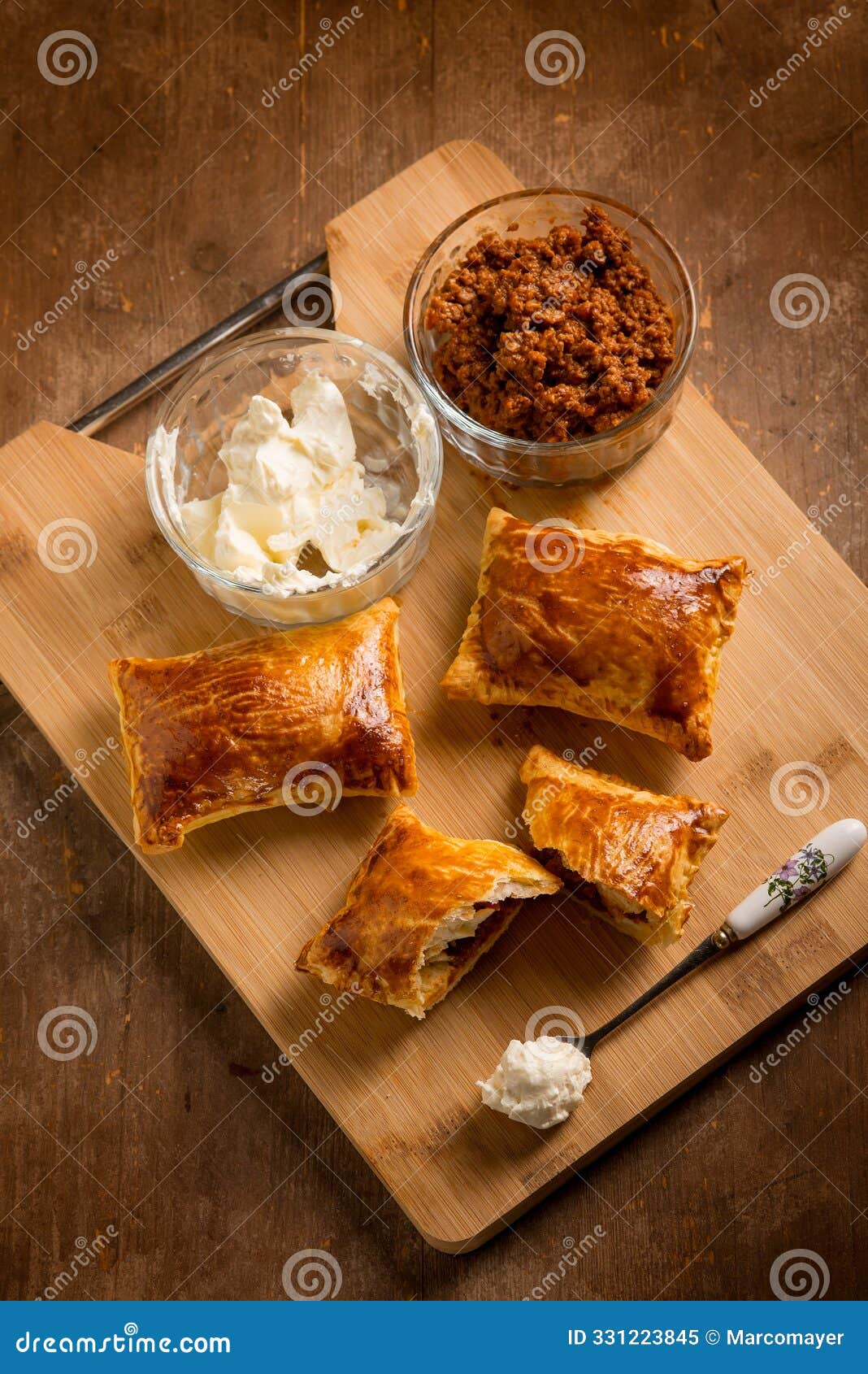 Puff Pastry Filled with Minced Meat Stock Image - Image of filled ...