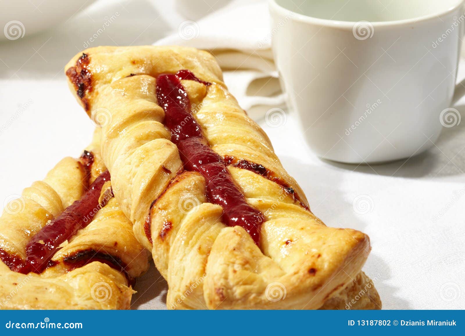 Puff pastry with jam stock photo. Image of closeup, coffee - 13187802