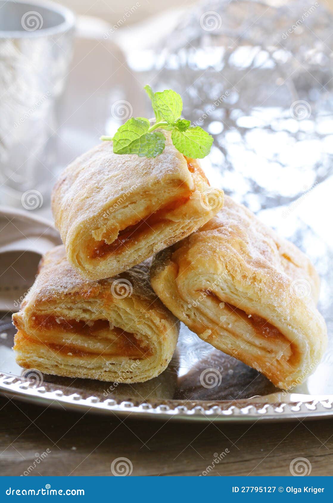 Puff pastry with jam stock image. Image of croissant - 27795127
