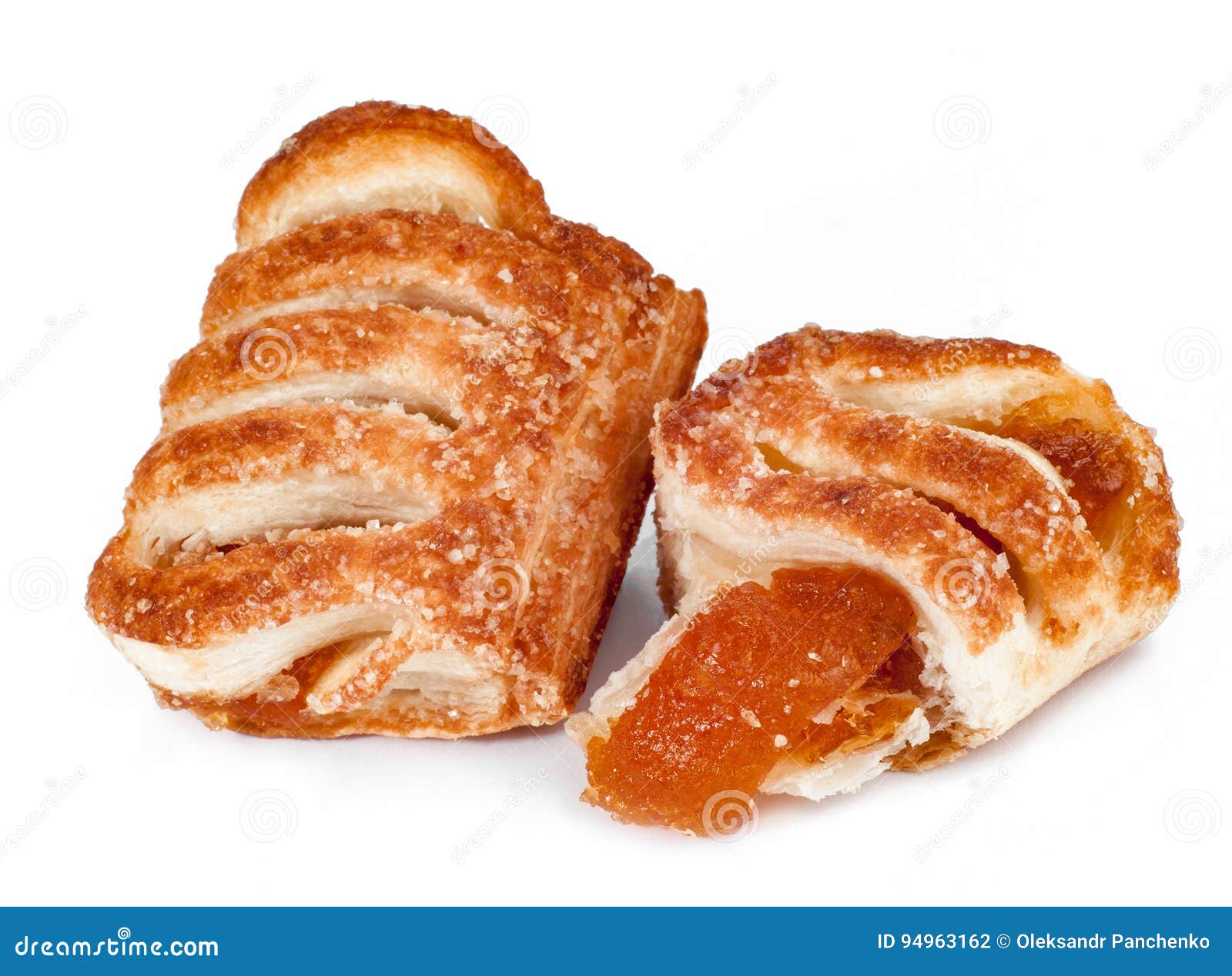 Puff Pastry with Jam Isolated on White Stock Photo - Image of pastry ...