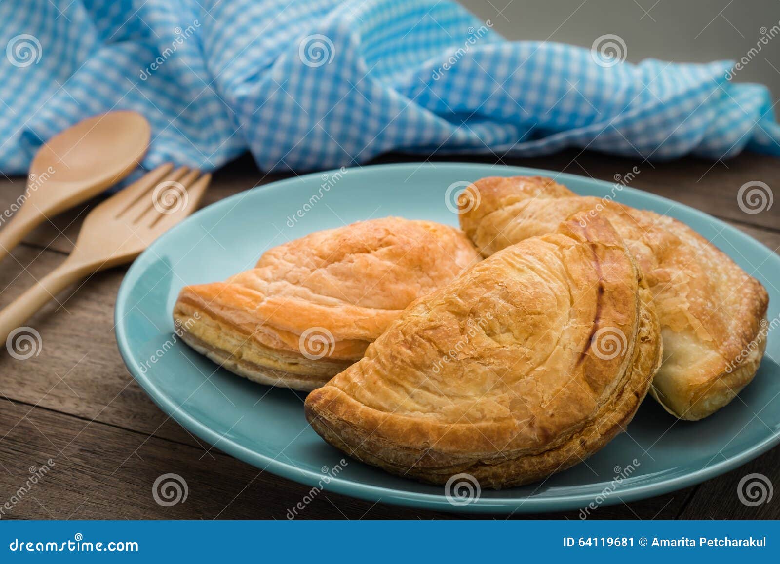 Puff pastry on plate stock image. Image of bake, meal - 64119681