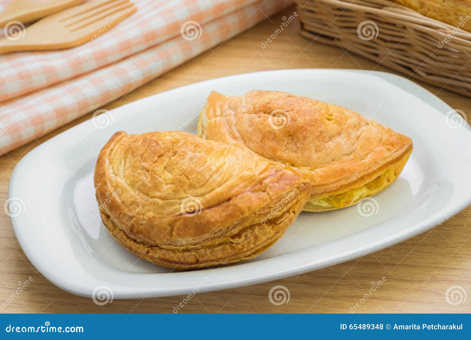 Puff pastry on plate stock photo. Image of golden, chicken - 65489348