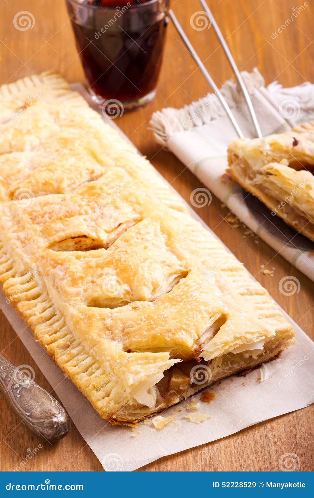 Puff pastry rectangle cake stock image. Image of filling - 52228529
