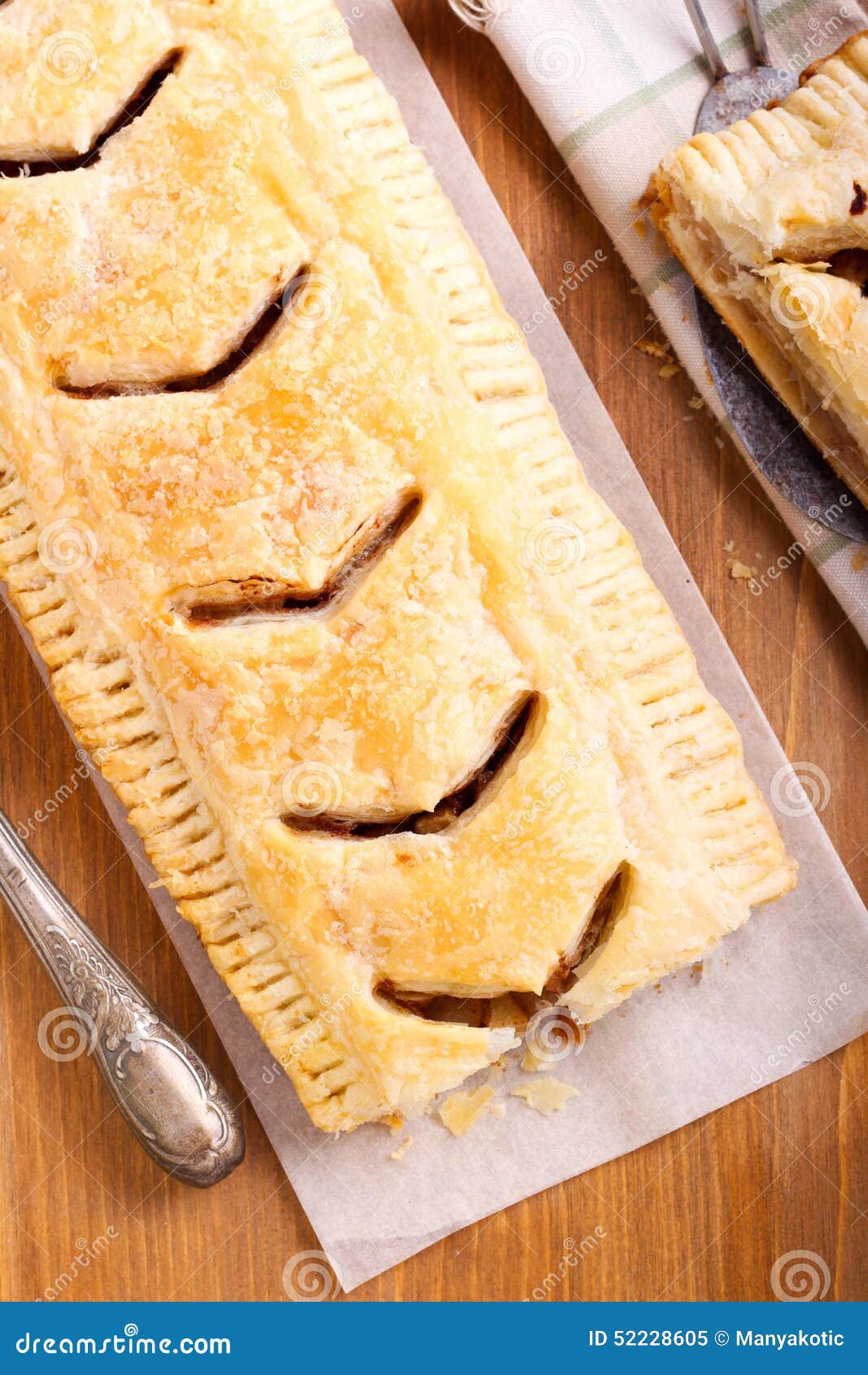 Puff pastry rectangle cake stock image. Image of stuffed - 52228605