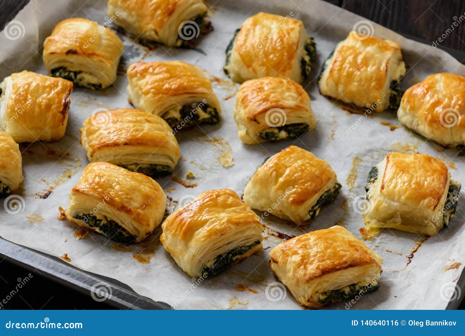 Puff Pastry Rolls with Spinach and Ricotta. Stock Photo - Image of ...