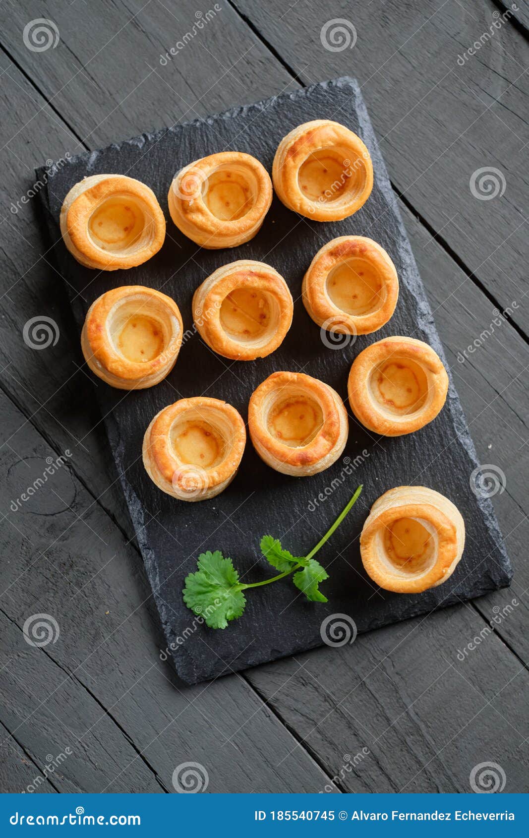 Puff Pastry To Fill on Black Slate Stock Image - Image of delicious ...