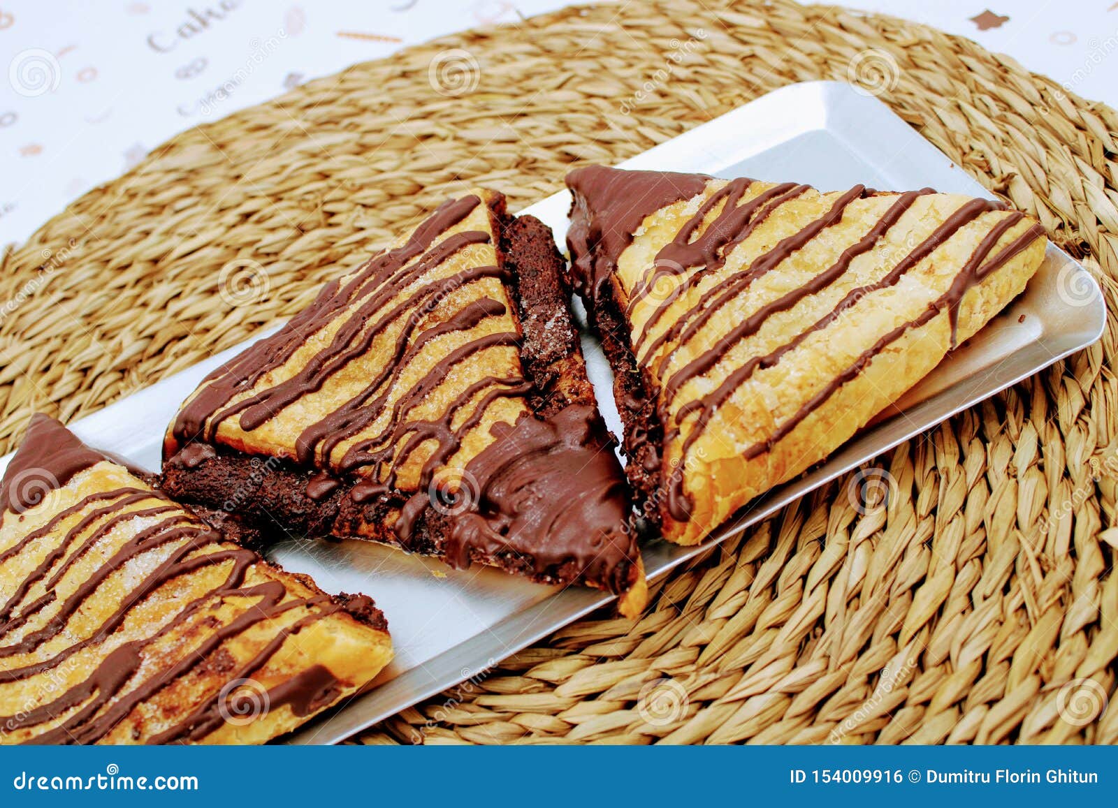 Puff Pastry Triangles with Chocolate Stock Photo - Image of bake, food ...