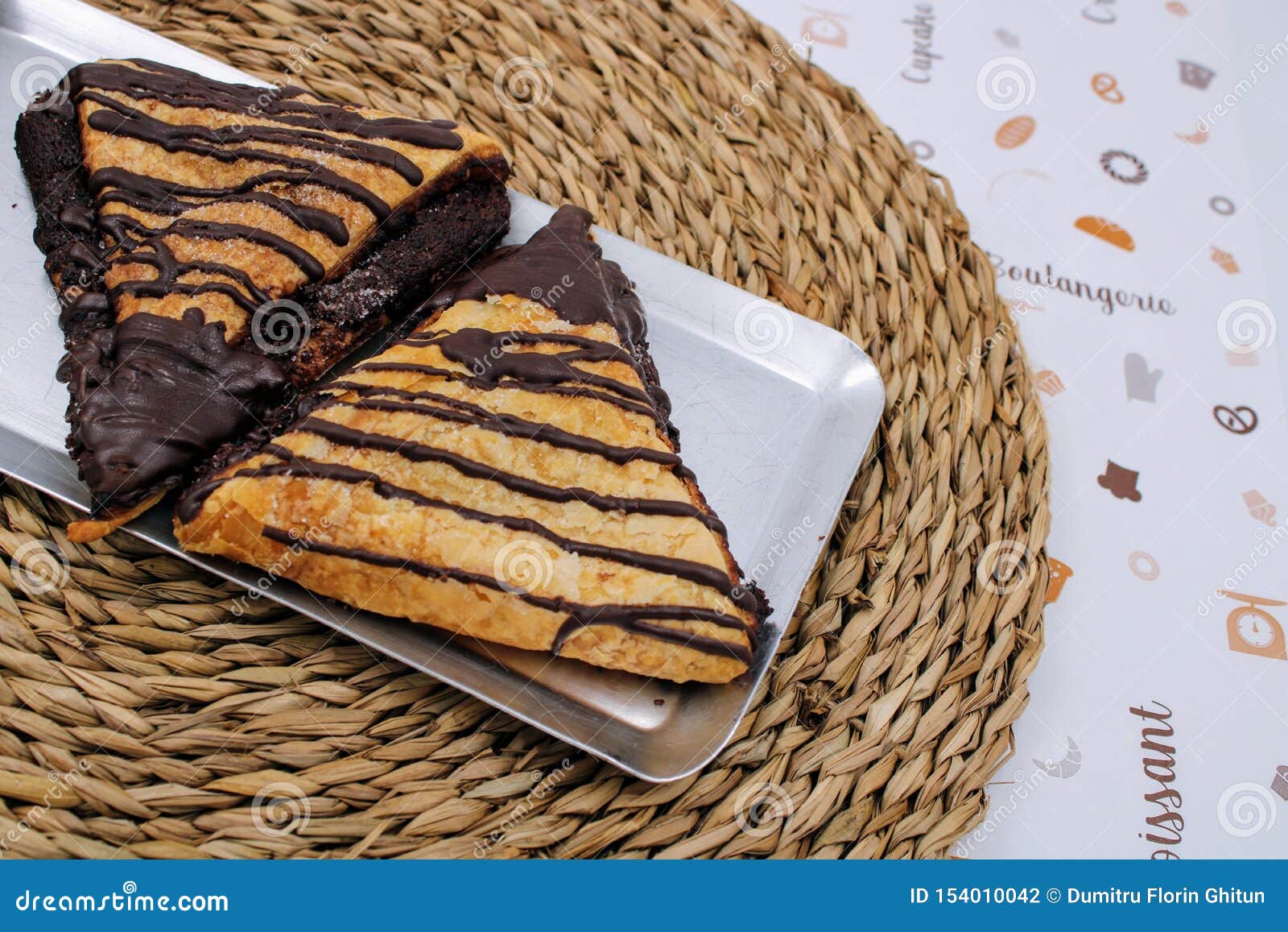 Puff Pastry Triangles with Chocolate Stock Photo - Image of easter ...