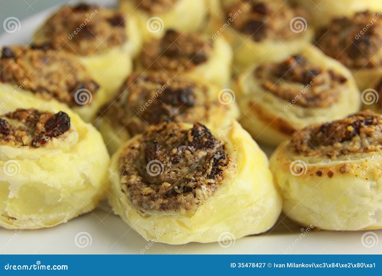 Puff Pastry with Walnuts and Dried Grapes. Stock Image - Image of ...