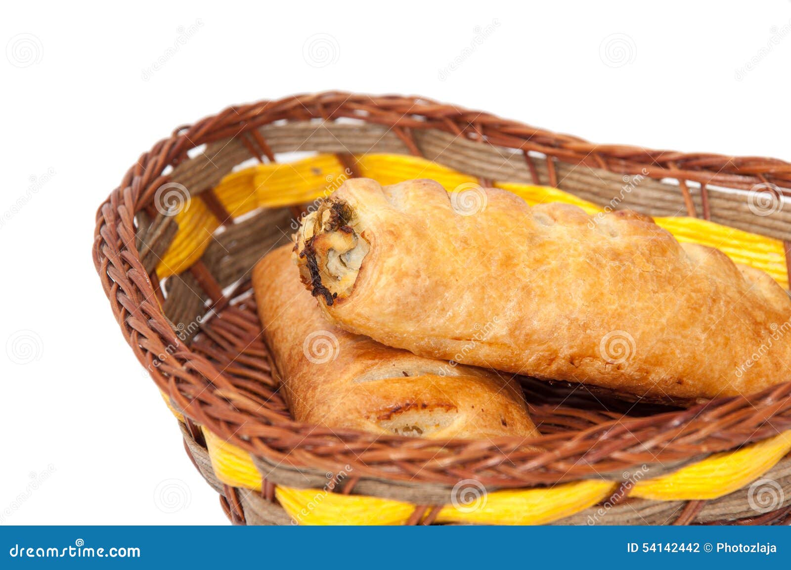 Puff Pastry in the Wicker Basket Over White Background Stock Photo ...