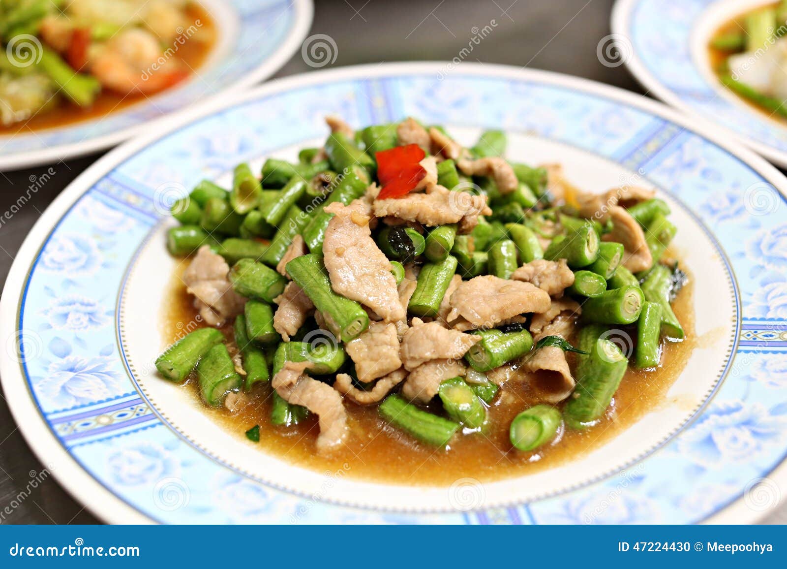 Puff Vegetables Beans with Pork . Stock Photo - Image of delicious ...