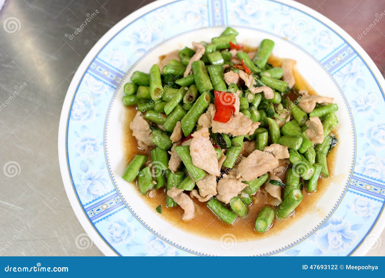 Puff Vegetables Beans with Pork . Stock Photo - Image of vegetables ...