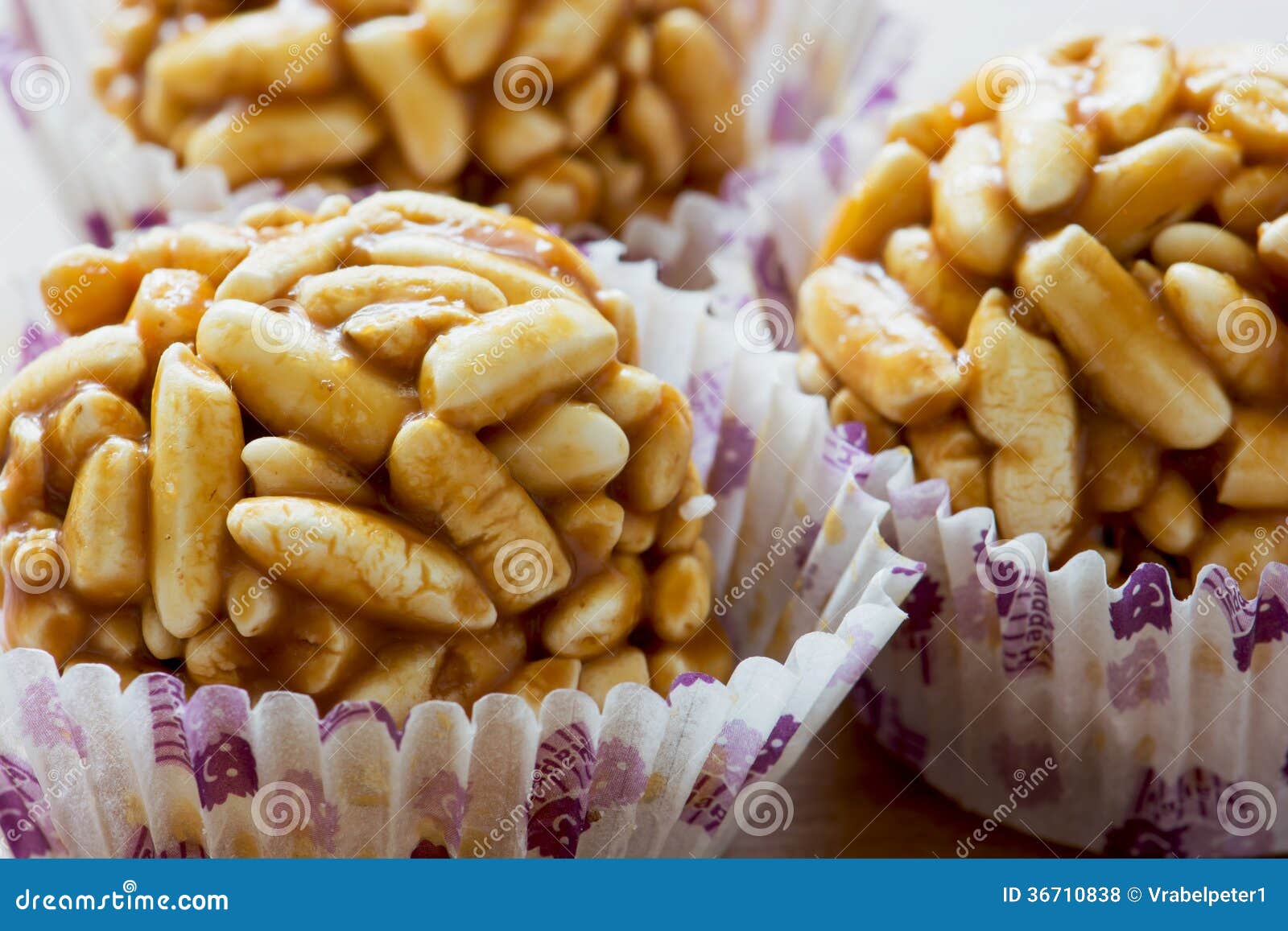 Puffed caramel rice balls stock photo. Image of food - 36710838