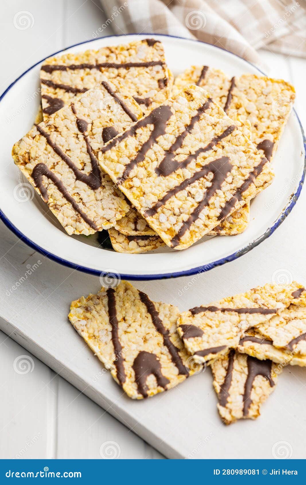 Puffed Corn Crackers Chocolate Covered on White Table Stock Image ...