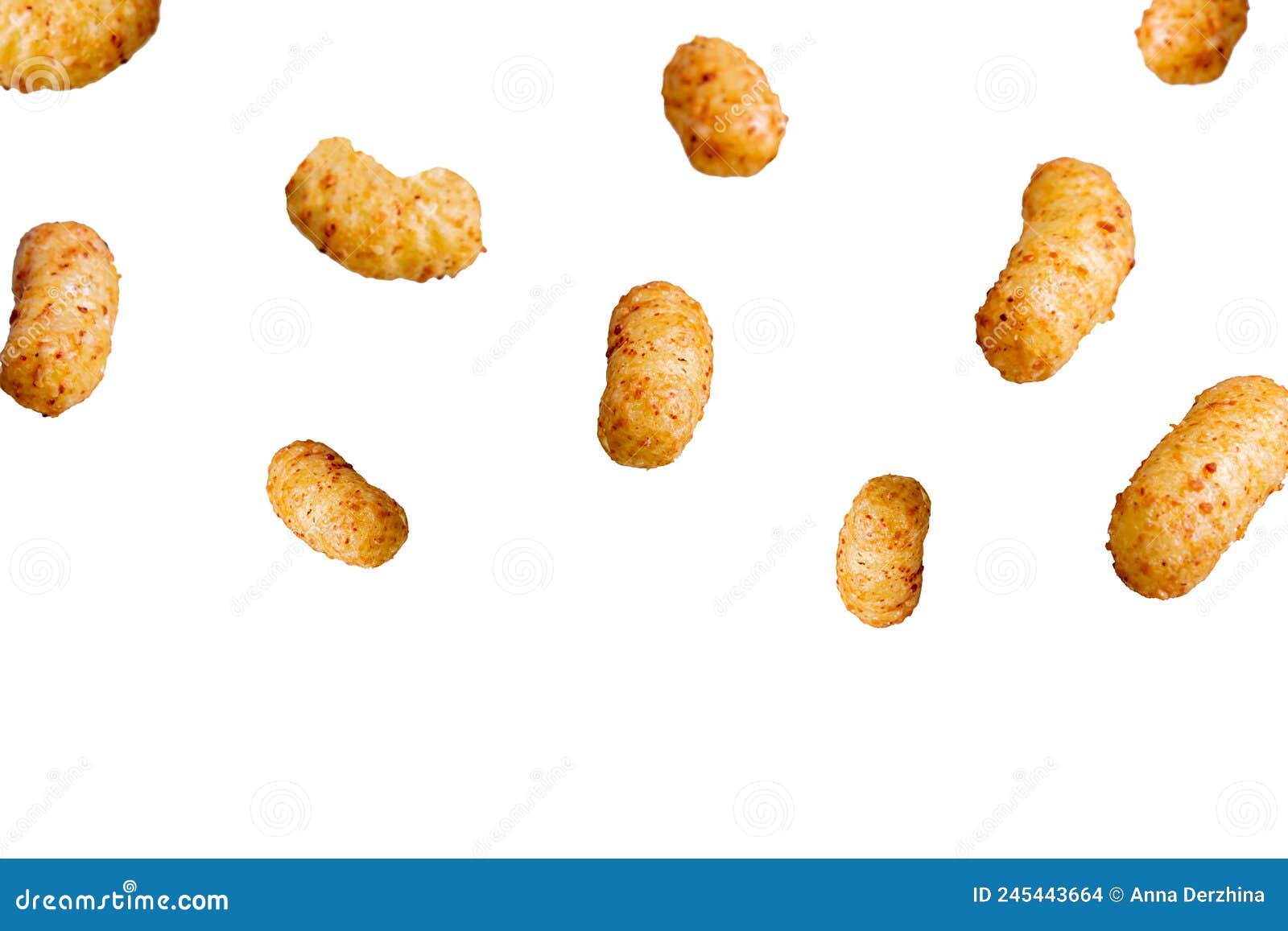 Puffed Corn Peanuts Snacks Isolated on White. Stock Photo - Image of ...