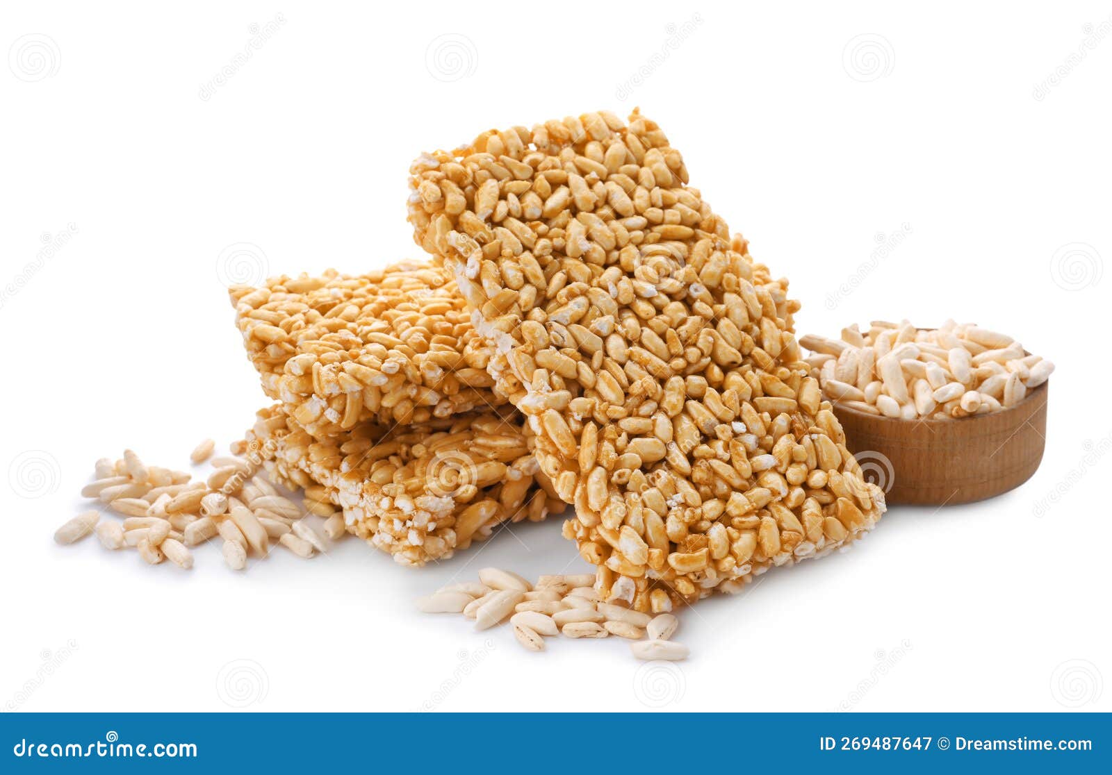 Puffed Rice Bars (kozinaki) Isolated on White Stock Image - Image of ...