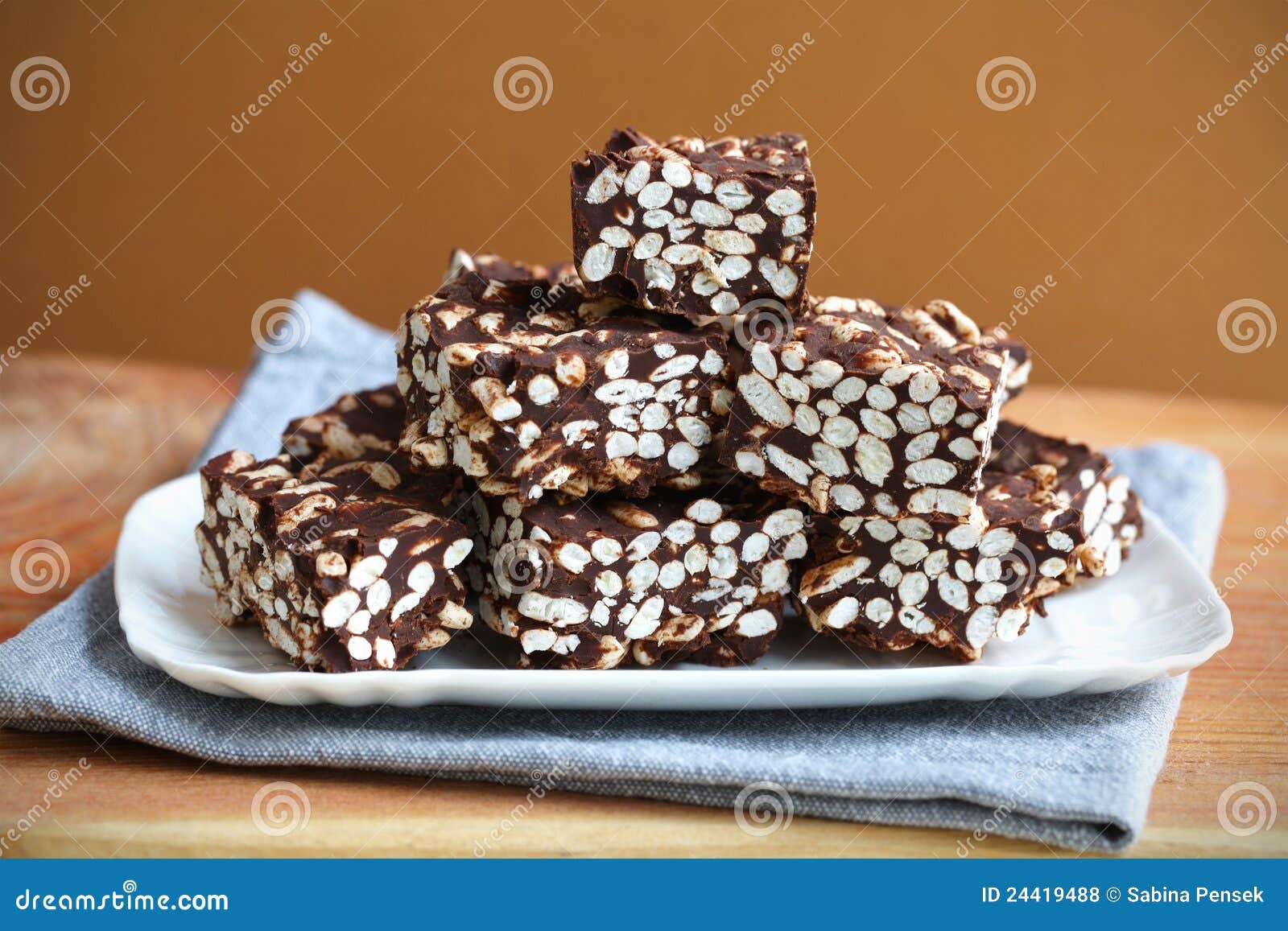 Puffed Rice Chocolate Squares Stock Photo - Image of sugary, flavoring ...
