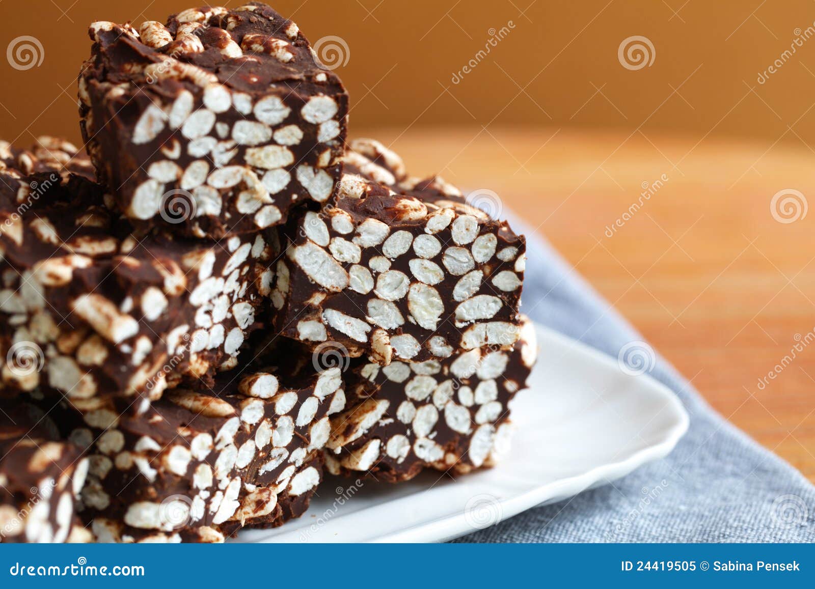 Puffed Rice Chocolate Squares, Detail Stock Image - Image of square ...