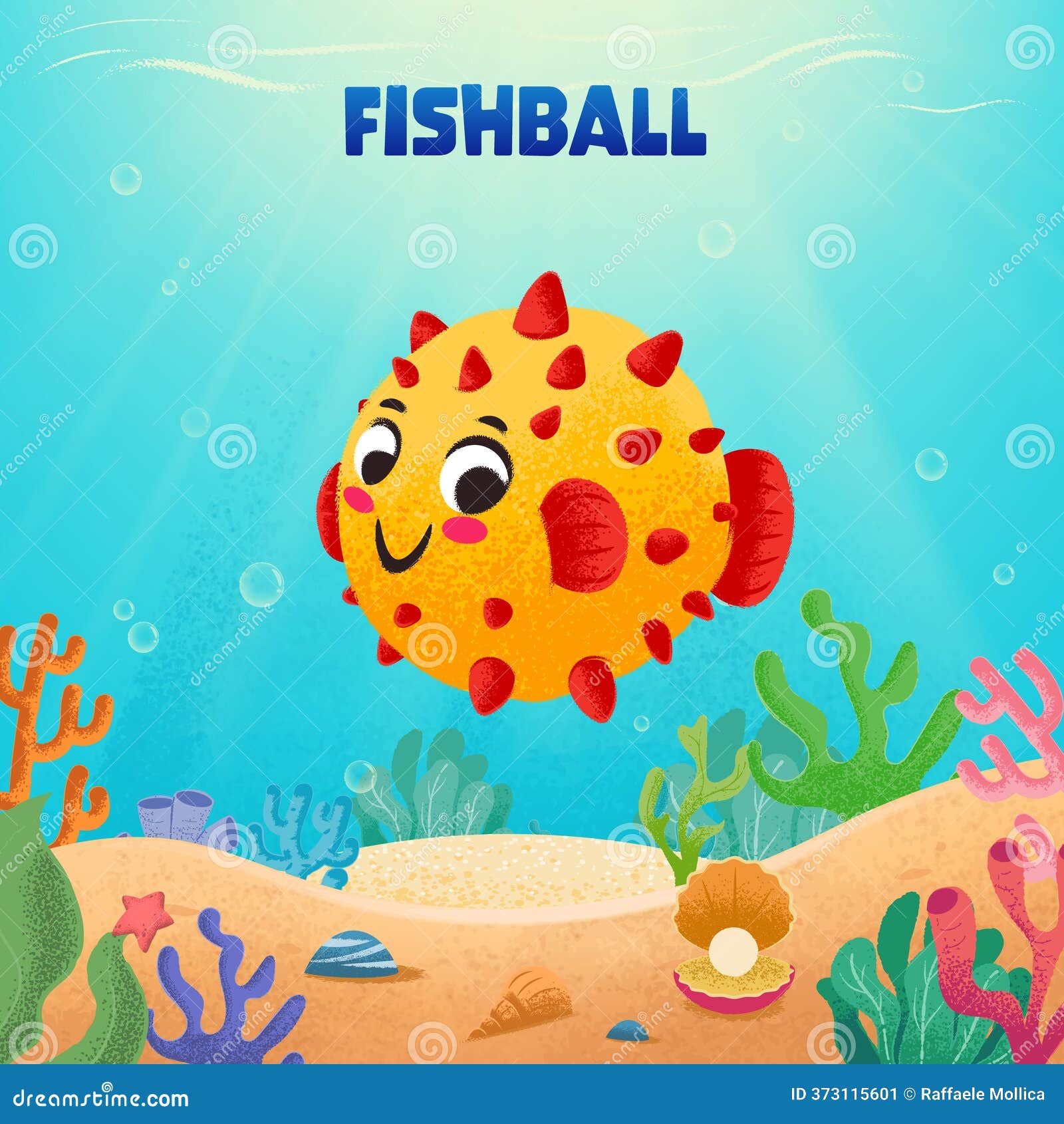 Puffer Fish Isolated On White Background. Clip Art For Design, Menu And ...